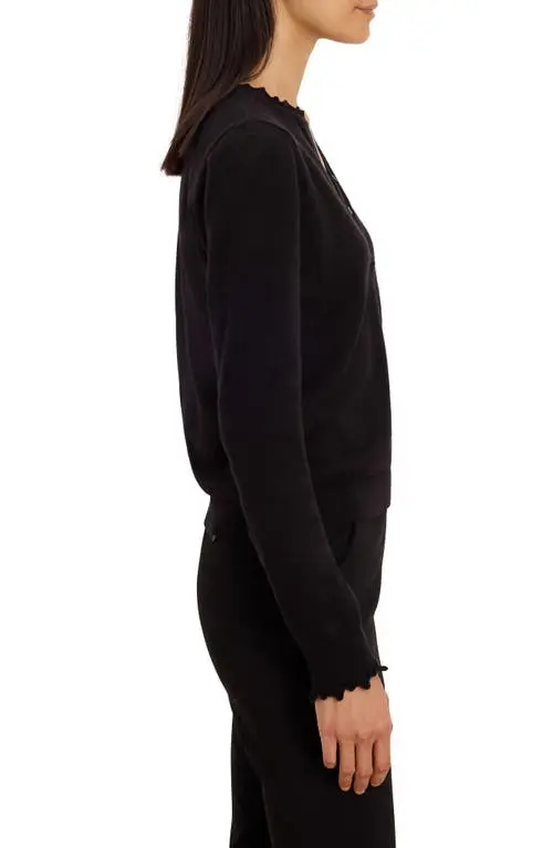 NIC+ZOE Henley Ruffle Sweater - Black Onyx