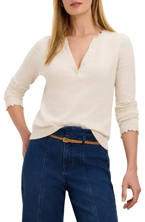 NIC+ZOE Henley Ruffle Sweater - Coconut