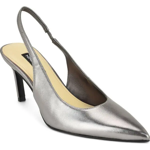 Nine West Verone Faux Leather Slingback Pumps - Pewter
