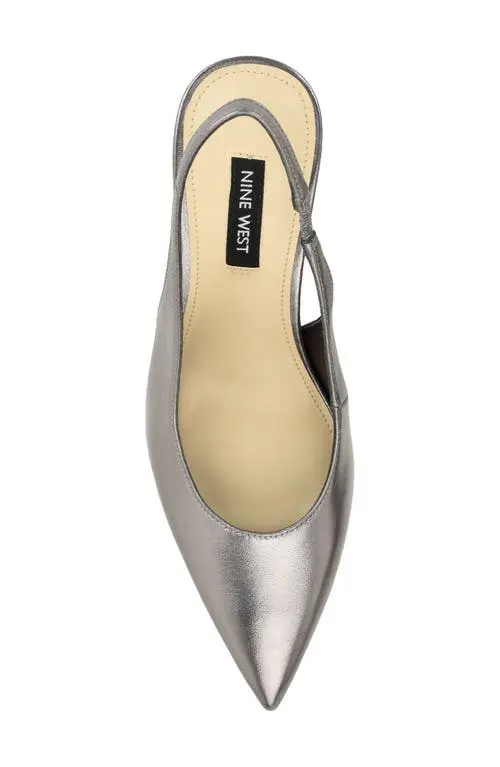 Nine West Verone Faux Leather Slingback Pumps - Pewter