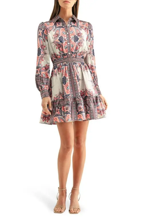 Adelyn Rae Peyton Long Sleeve Mini Shirtdress