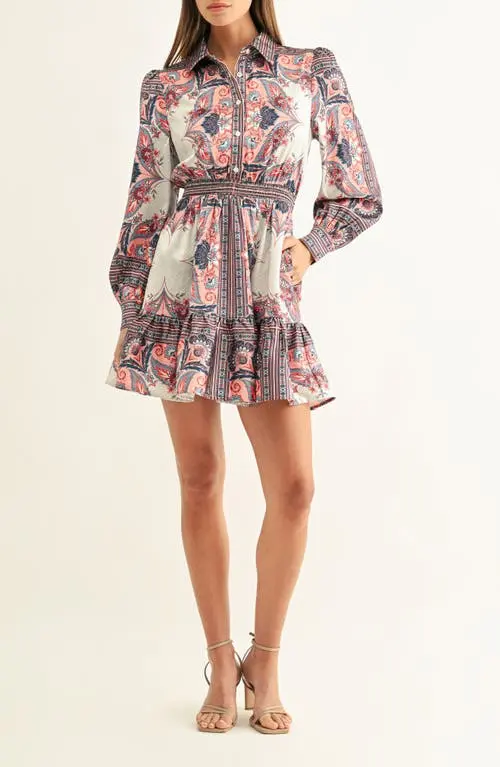 Adelyn Rae Peyton Long Sleeve Mini Shirtdress