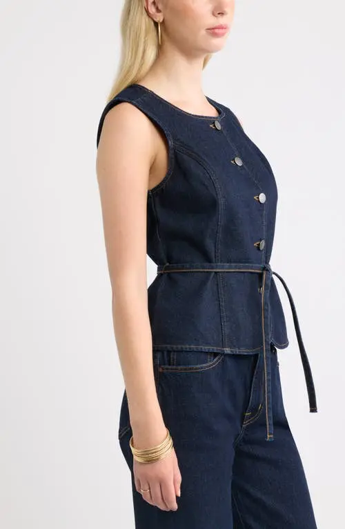 Treasure & Bond Tie Waist Denim Vest