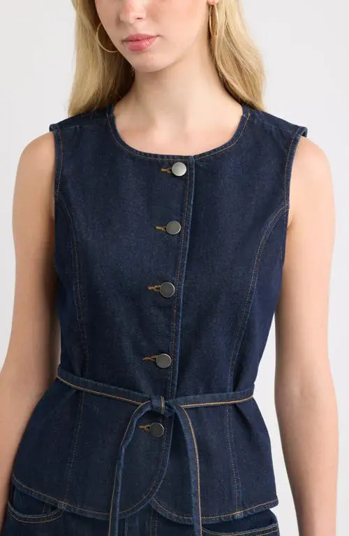Treasure & Bond Tie Waist Denim Vest