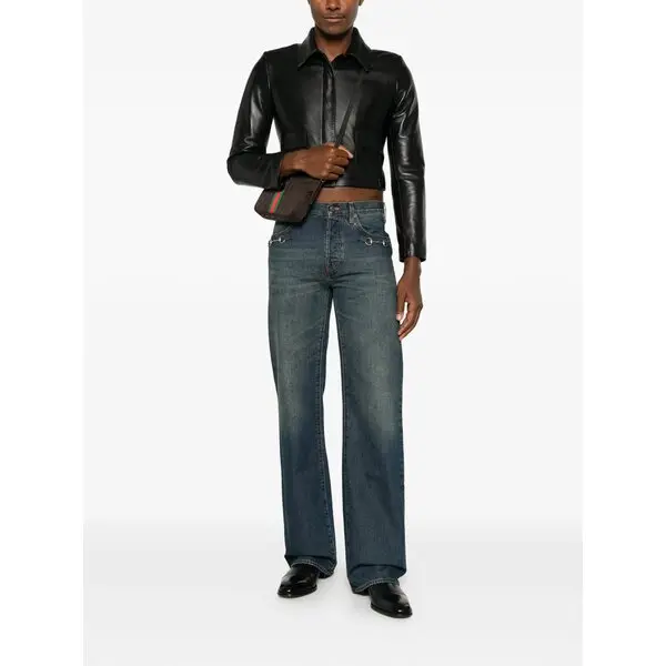Gucci Washed Denim Wide-leg Jeans With Horsebit Detail
