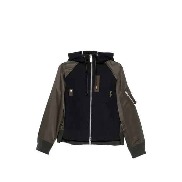 Sacai Navy Blue Contrast Paneling Bomber Jacket