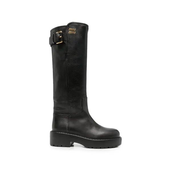 Miu Miu Leather Buckle Strap Shoes