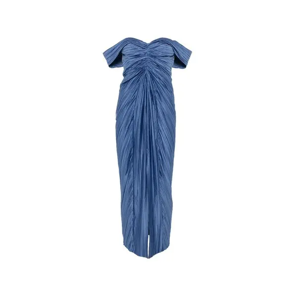 Cult Gaia Pleated Off-shoulder Sweetheart Neck Dress