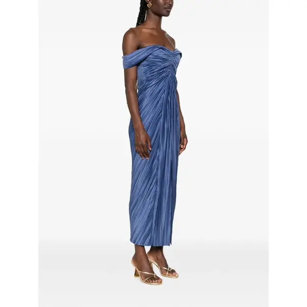 Cult Gaia Pleated Off-shoulder Sweetheart Neck Dress