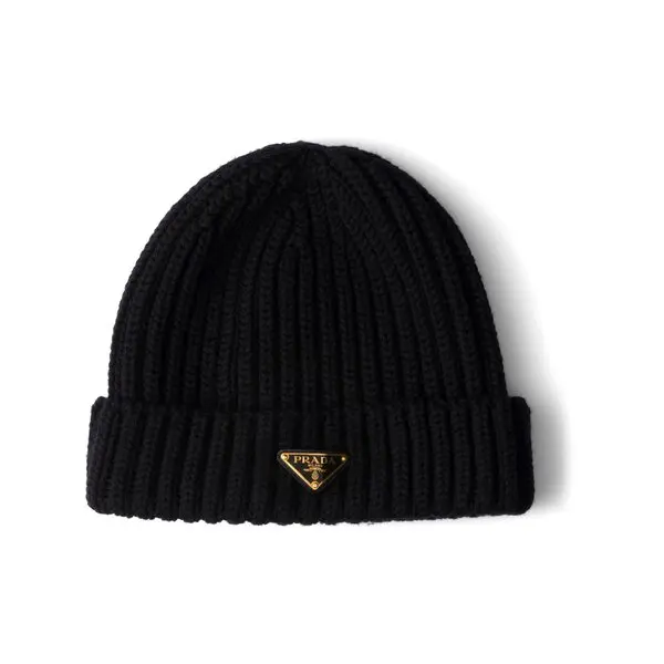 Prada Ribbed Knit Wool Beanie
