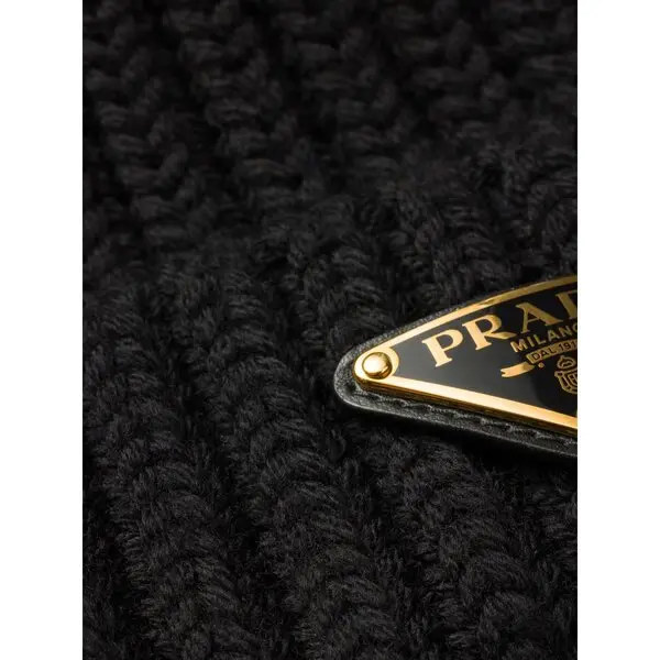 Prada Ribbed Knit Wool Beanie