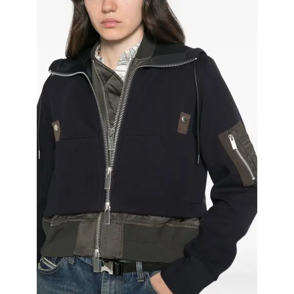 Sacai Navy Blue Layered Bomber Jacket