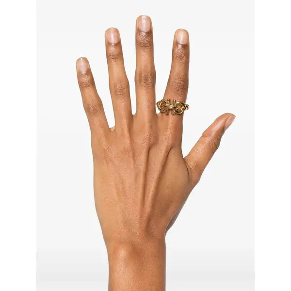 FERRAGAMO Gancini Plaque Chain Link Ring