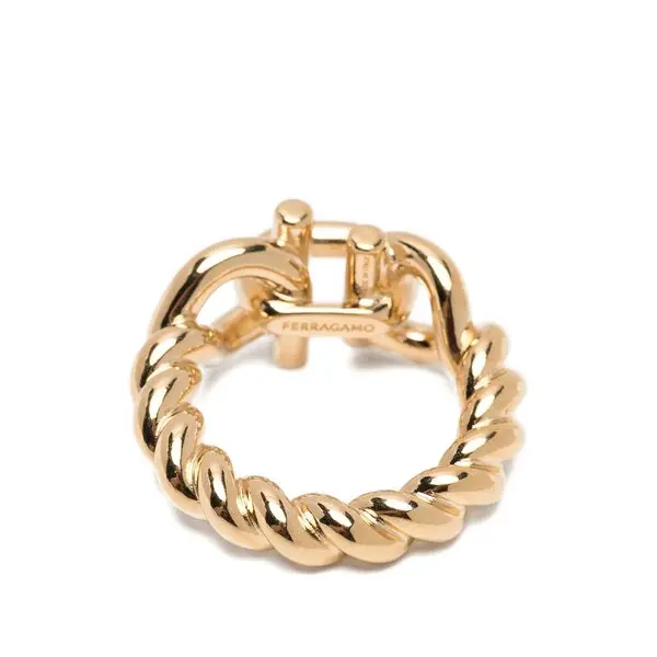 FERRAGAMO Gancini Plaque Chain Link Ring