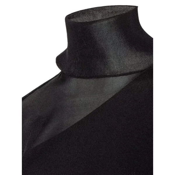 Fendi Silk Organza Cut-out Turtleneck Sweater