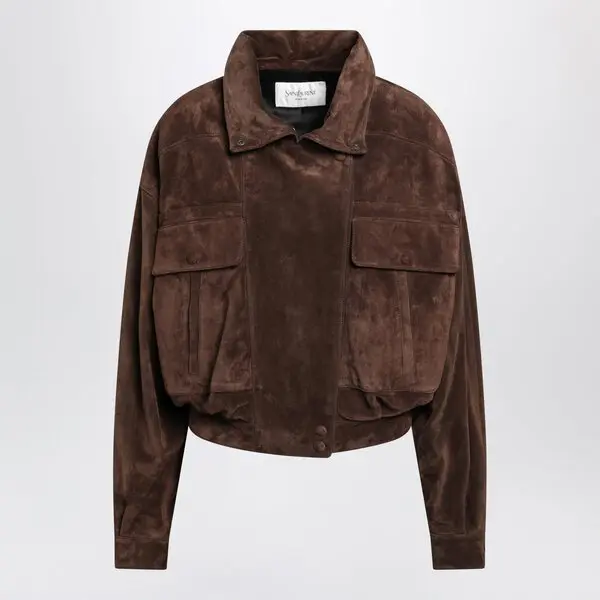 Saint Laurent Vintage Suede Leather Jacket In Ebony