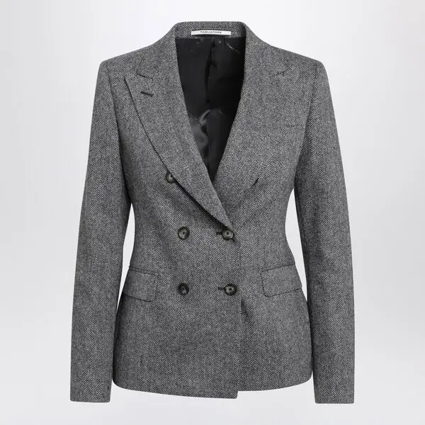 Tagliatore Double-breasted Herringbone Wool And Cashmere Jacket - Black