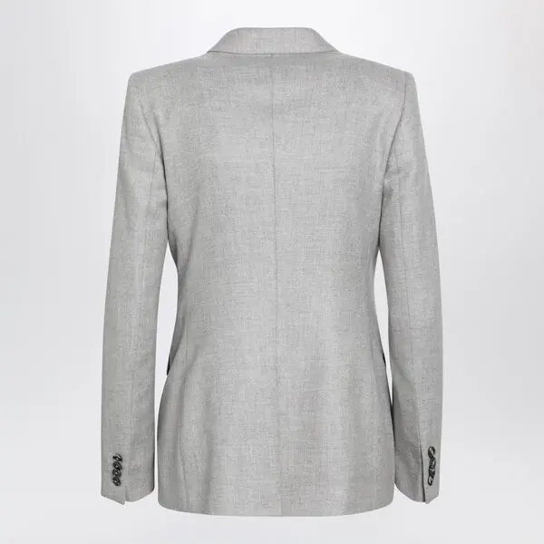 Tagliatore Double-breasted Pearl Grey Jacket In Wool And Cashmere - Gray
