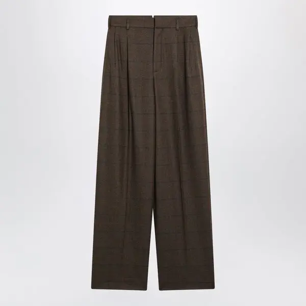 Loro Piana Brown Check-pattern Trousers In Wool And Cashmere