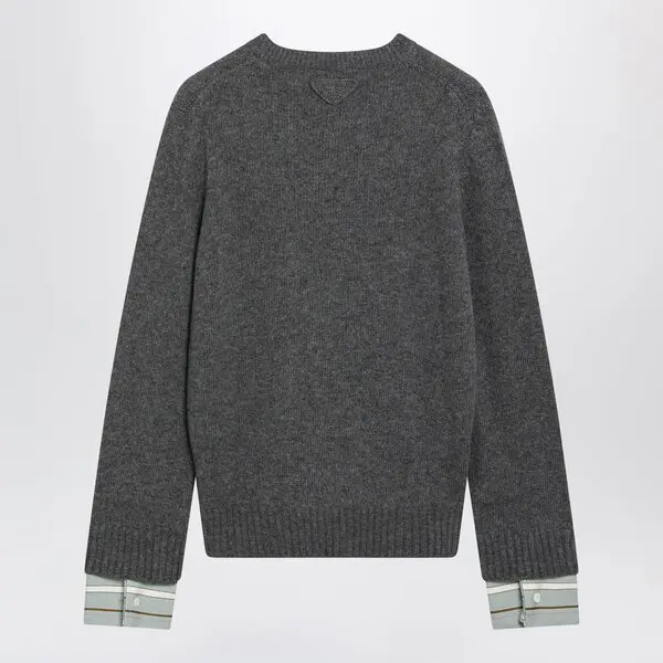 Prada Wool And Cashmere Sweater With Shirt Cuff Detail