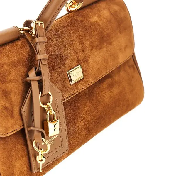 Dolce & Gabbana Suede Leather "my Sicily" Handbag - Cream