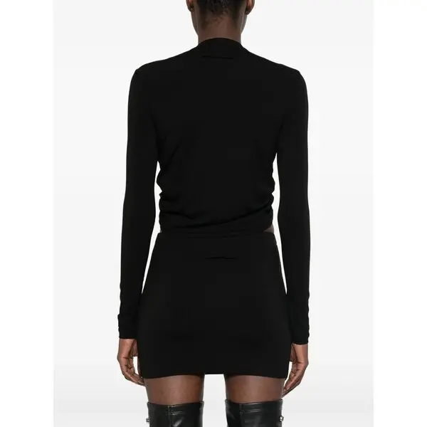 JEAN PAUL GAULTIER Long Sleeve Top With Draped Detail - Black