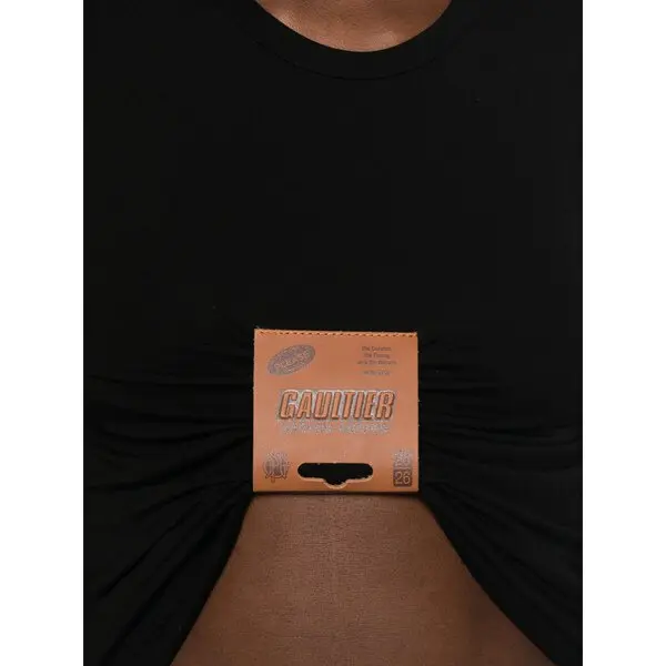 JEAN PAUL GAULTIER Long Sleeve Top With Draped Detail - Black