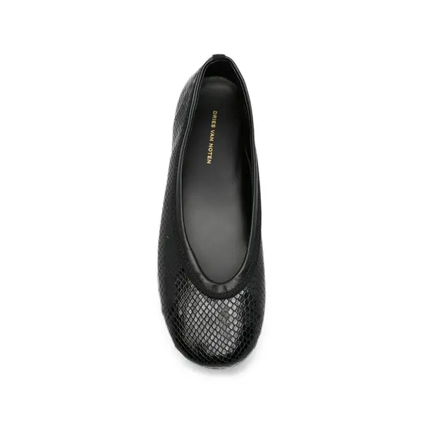 Dries Van Noten Snakeskin Effect Ballet Flats