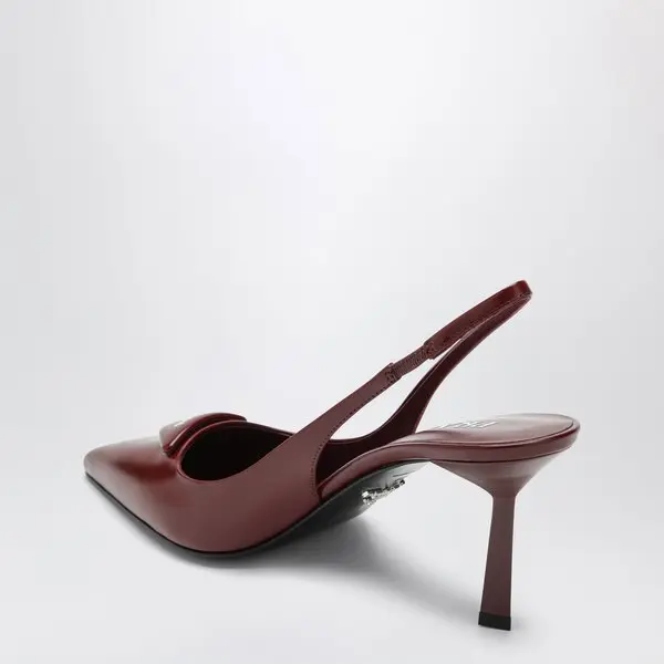 Prada Brushed Leather Slingback Pumps In Purple - Red