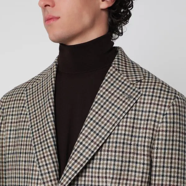 Tagliatore Single-breasted Jacket With Checked Pattern - Brown