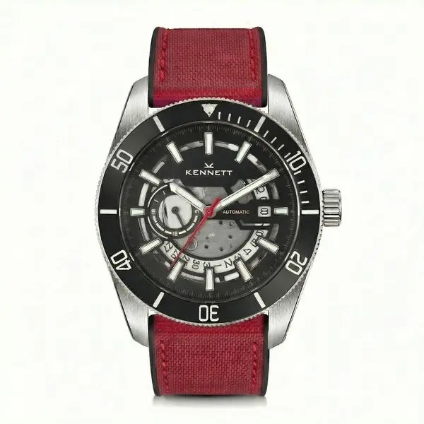 KENNETT WATCHES & ACCESSORIES Kennett Viktor Automatic Watch With Hybrid Sailcloth Strap - Red