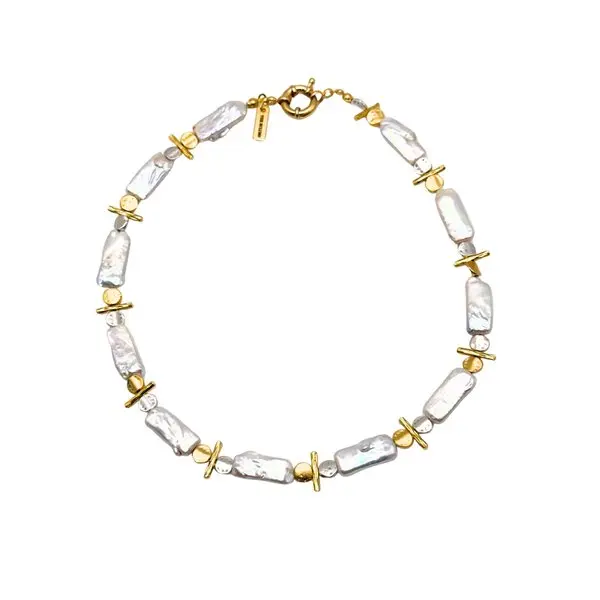 THE BULUMS Name The Saint Tropez Signature Ii Natural Baroque Pearl Necklace - White/gold