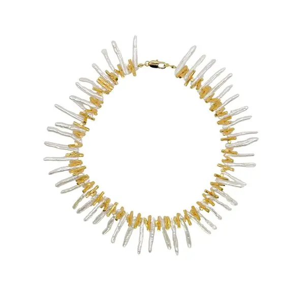 THE BULUMS Solar Tides Baroque Pearl And Gold Necklace - White/gold