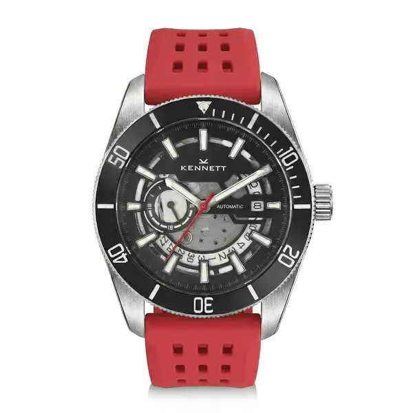 KENNETT WATCHES & ACCESSORIES Kennett Viktor Automatic Watch With Perforated Fkm Strap - Red