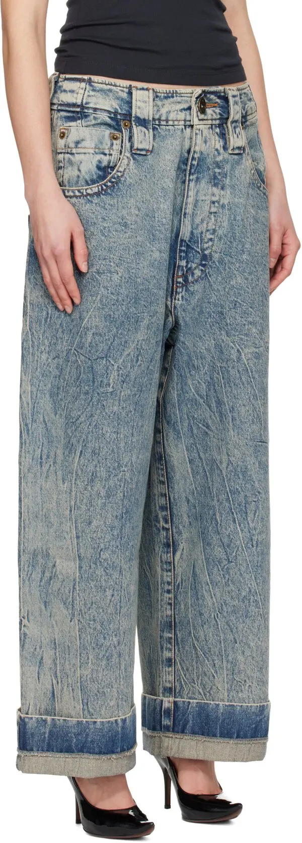 Vaquera Low-waisted Wide-leg Jeans With Rolled Cuffs