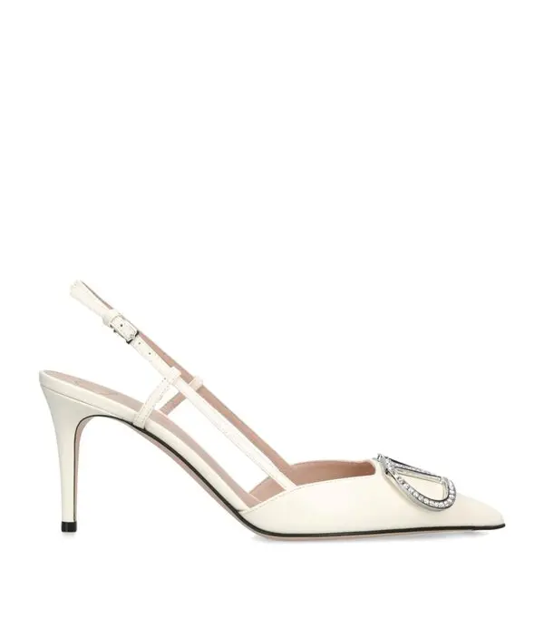Valentino Garavani Leather Vlogo Slingback Pumps 80