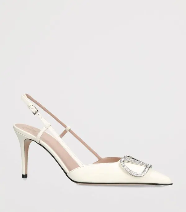 Valentino Garavani Leather Vlogo Slingback Pumps 80