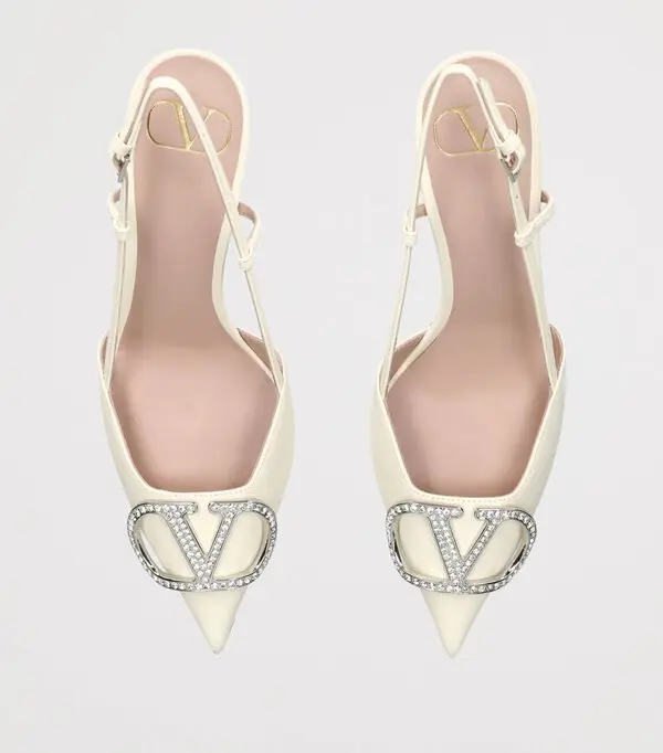 Valentino Garavani Leather Vlogo Slingback Pumps 80