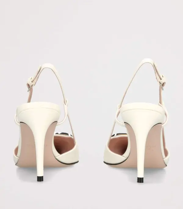 Valentino Garavani Leather Vlogo Slingback Pumps 80