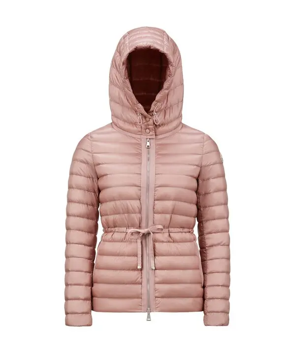 Moncler Raie Short Down Jacket With Drawstring Hood And Waist - Light Pink
