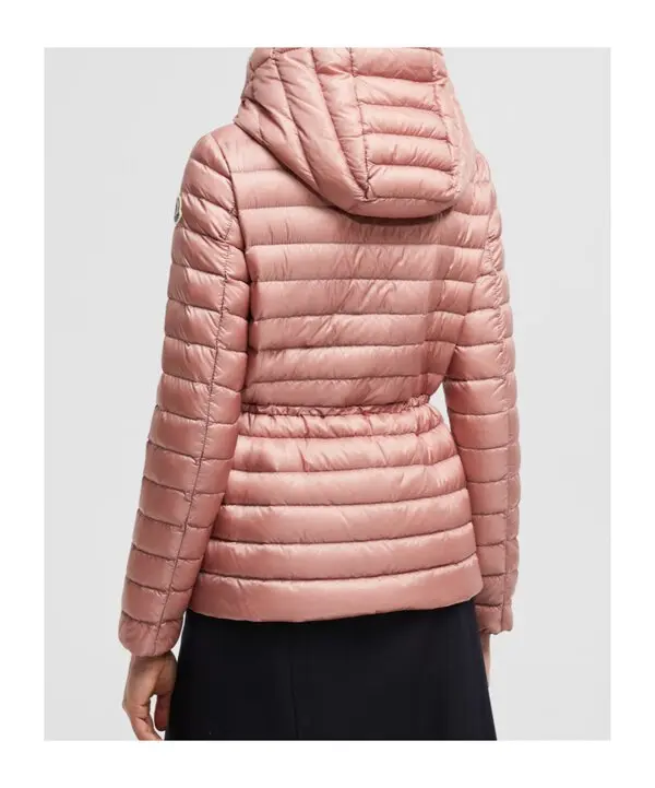Moncler Raie Short Down Jacket With Drawstring Hood And Waist - Light Pink