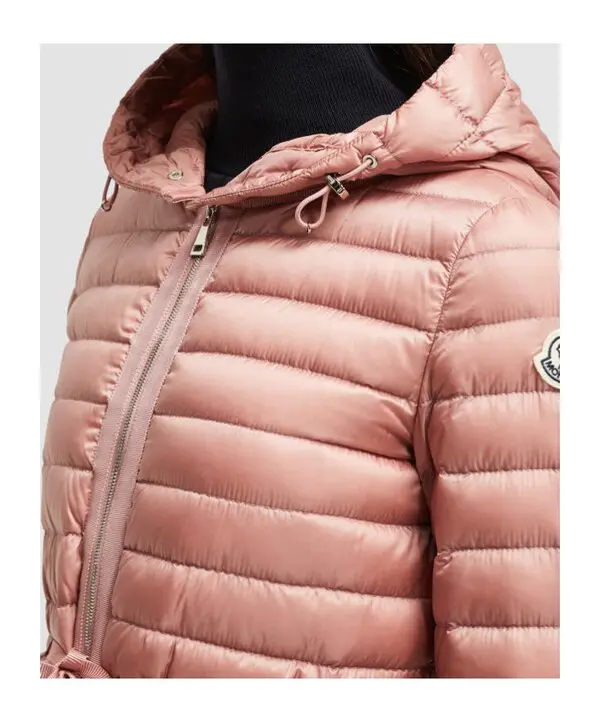 Moncler Raie Short Down Jacket With Drawstring Hood And Waist - Light Pink