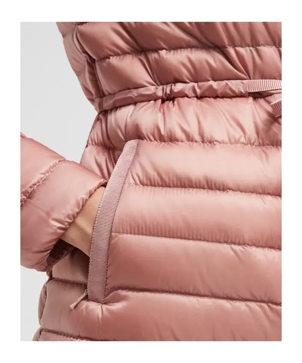 Moncler Raie Short Down Jacket With Drawstring Hood And Waist - Light Pink