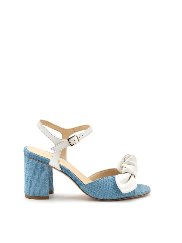 Lukure Bonbon Collection Woven Canvas And Leather Sandals With Bow Detailing