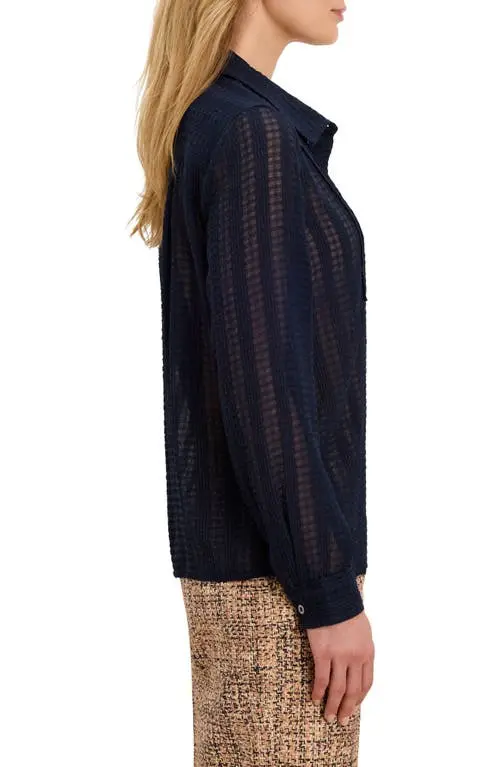 NIC+ZOE Chiffon Jacquard Tuxedo Shirt