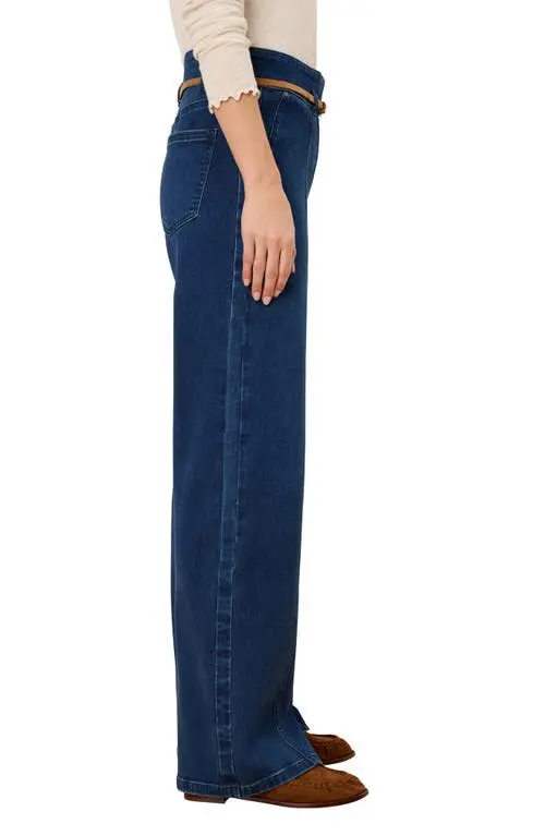 NIC+ZOE Weekend High Waist Belted Wide Leg Jeans