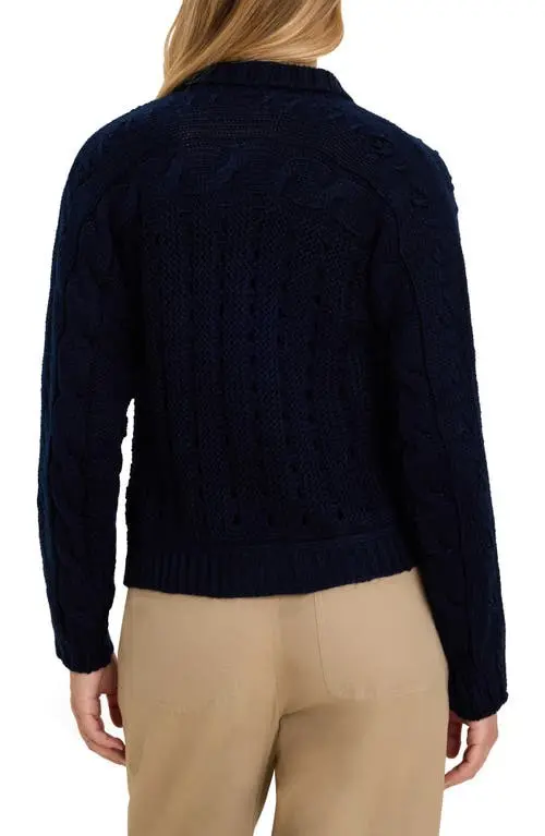 NZ BY NIC AND ZOE Cable Knit Cardigan - Dark Indigo
