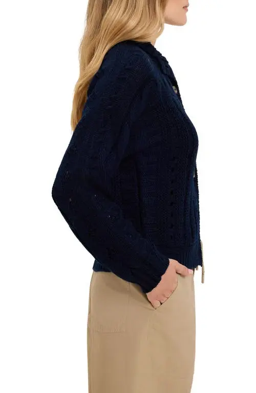 NZ BY NIC AND ZOE Cable Knit Cardigan - Dark Indigo
