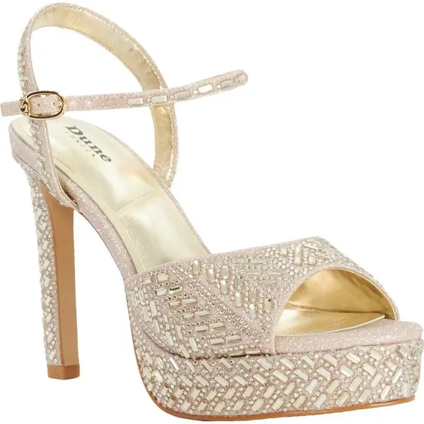 Dune London Embellished Ankle Strap Platform Sandals - Gold