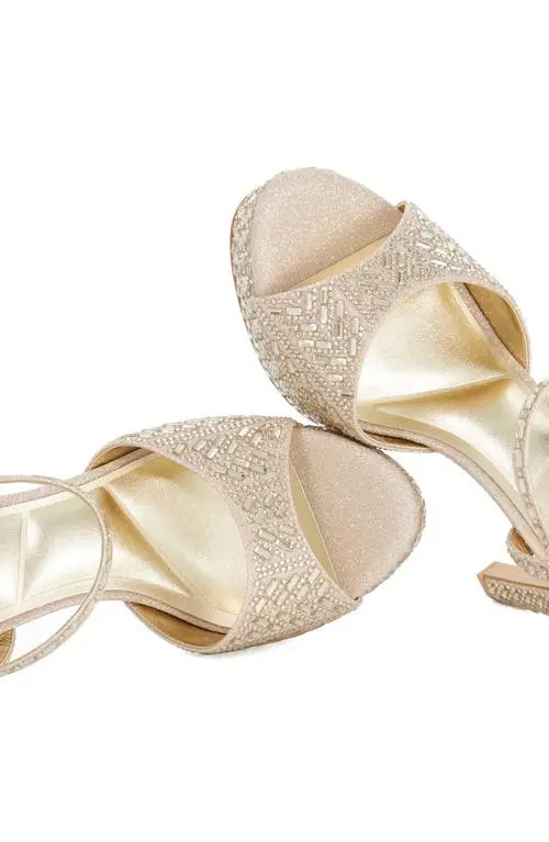 Dune London Embellished Ankle Strap Platform Sandals - Gold